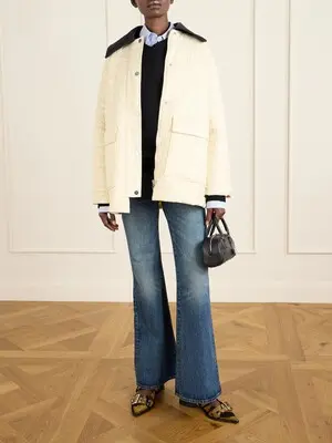 GANNI Quilted Corduroy-trimmed Shell Jacket