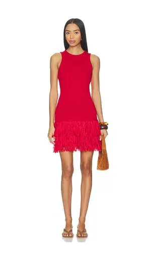 Saylor Mick Dress With Fringe Hem - Red