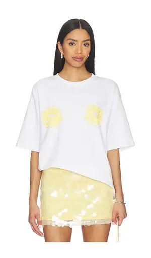 SNDYS. Cord Floral Tee - White