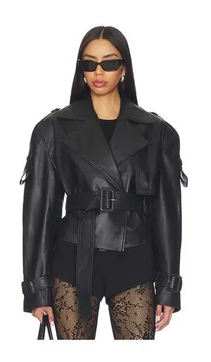 MANOKHI Hana Leather Jacket - Black