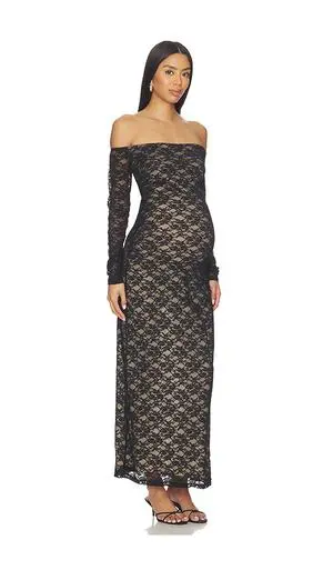BUMPSUIT Off The Shoulder Lace Maxi Dress - Black