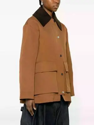 GANNI Corduroy-collar Pocket Jacket - Brown