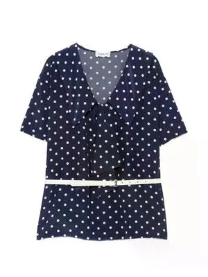 P.a.r.o.s.h Polka-dot Blouse With Tie Detail - Blue