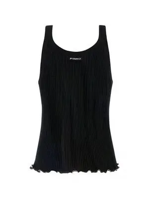 Pinko Ribbed Beaded V-neck Vest Top