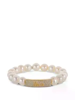 SYDNEY EVAN Love Script Pearl And Diamond Bracelet - Gold