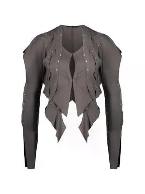 SRVC STUDIO Eyelet Detail V-neck Blouse - Grey