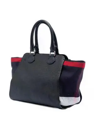 Burberry Leather And Mega Check Canvas Harcourt Satchel