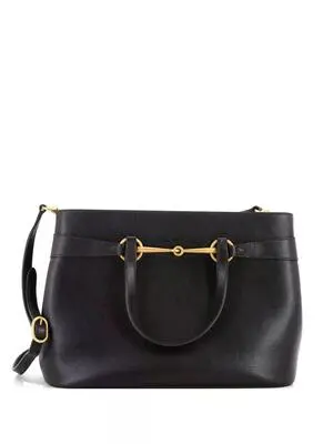 Gucci Bright Bit Convertible Leather Medium Tote Bag - Black
