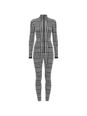 NEWLAND Houndstooth High-neck Fitted Jumpsuit - Black