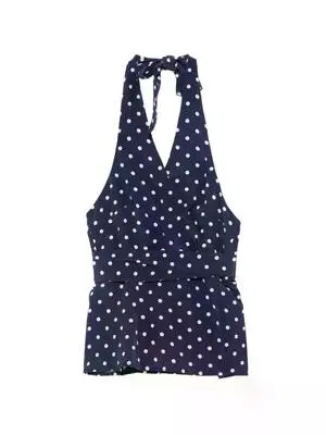 P.a.r.o.s.h P.A.R.O.S.H. Blue And White Polka-Dot Halter Neck Top Blue