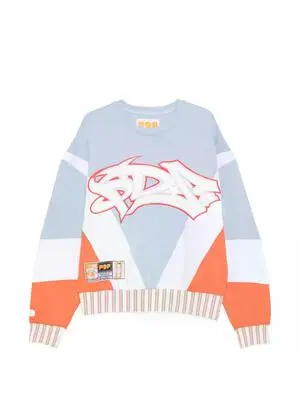 PDF Graphic-print Colour-block Sweatshirt - Blue