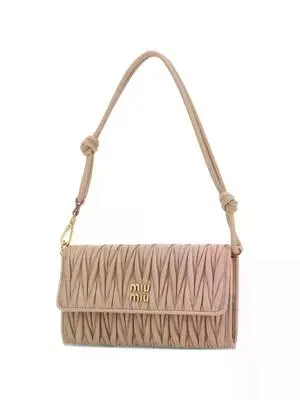 Miu Miu Matelassé Nappa Leather Wallet - Neutrals