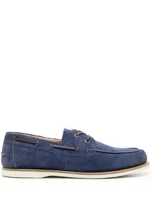 Brunello Cucinelli Suede Lace-up Boat Shoes - Blue