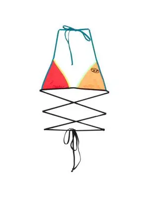 DIESEL® Logo Detail Triangle Bikini Top - Red