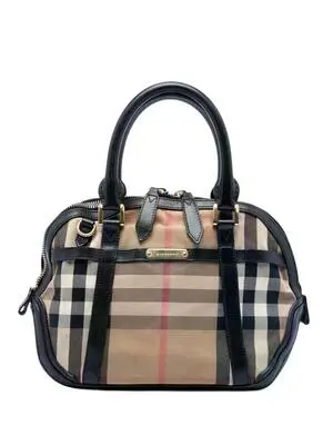 Burberry 2000-2017 Small Leather Trimmed House Check Canvas Bridle Orchard Satchel - Brown