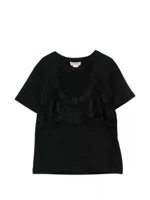 TWINSET Trompe L'oeil Lace Detail T-shirt - Black