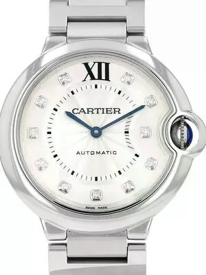 Cartier Ballon Bleu 36mm Watch With Diamond Dial - Silver