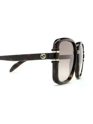 Gucci Tortoiseshell Effect Square Frame Sunglasses