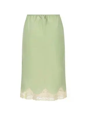 Saint Laurent Lace Trim Midi Skirt - Green