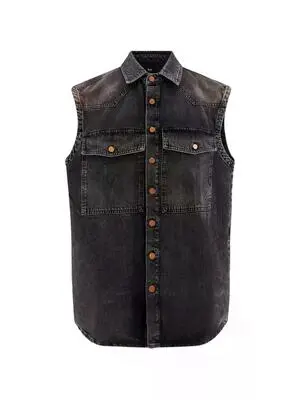 3x1 Flap-pocket Sleeveless Shirt - Grey