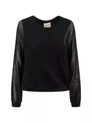 SEMICOUTURE Long-sleeved Cotton Sweater With Mesh Sleeves