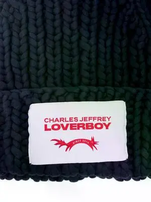 CHARLES JEFFREY Chubby Logo Patch Beanie Hat - Blue