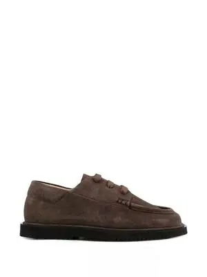 REFERENC Squared Toe Lace-up Shoes With Embossed Stitching - Brown