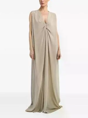 DI STAVNITSER Mira V-neck Twisted Maxi Dress - Neutrals