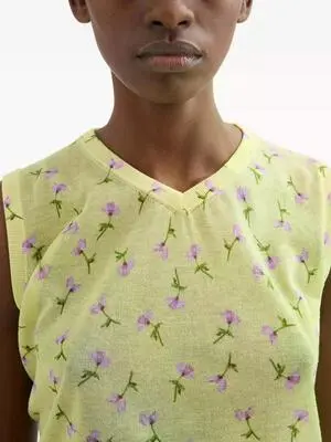 JIL SANDER Floral Print V-neck Vest