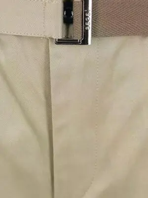 Sacai Belted Wide-leg Cotton Trousers - Neutrals