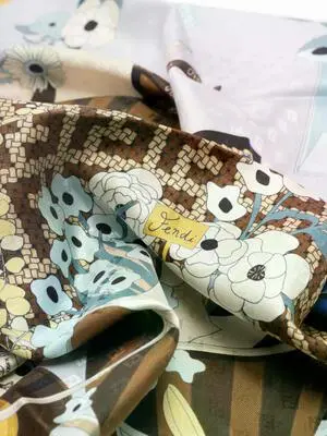 Fendi Gardening-print Silk Scarf - Blue