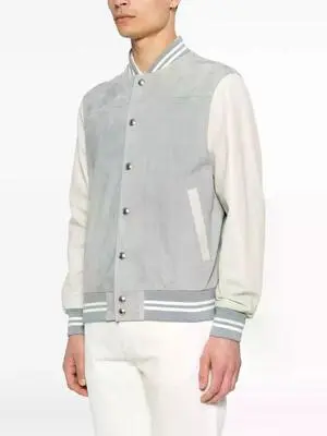 Eleventy Suede Panel Bomber Jacket - Blue