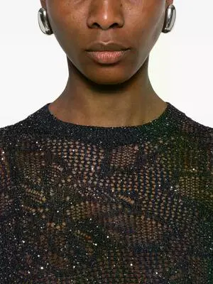 Fabiana Filippi Open-knit Embellished T-shirt