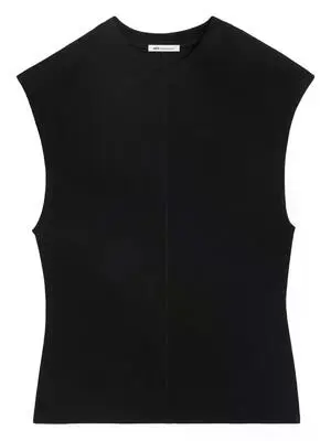 AMI Paris Zigzag Stitching Sleeveless Top - Black
