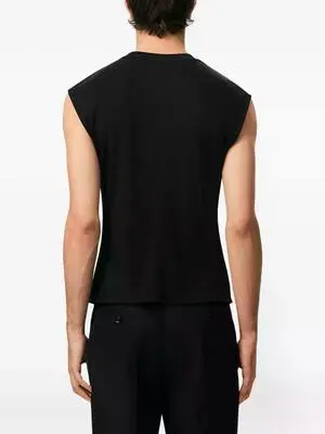 AMI Paris Sleeveless Zigzag Stitch Top