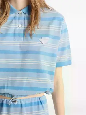 Prada Striped Polo Shirt With Drawstring Hem - Blue