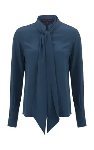 Martin Grant Classic Neck Tie Silk Top - Blue