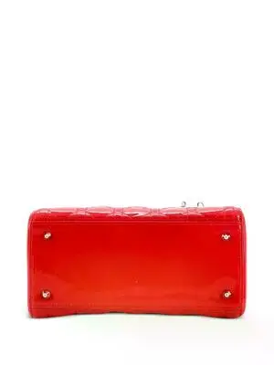 Dior Lady Cannage Quilt Patent Satchel - Red