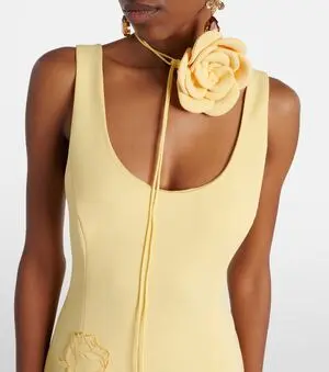 LEO LIN Emily Floral Appliqué Midi Dress