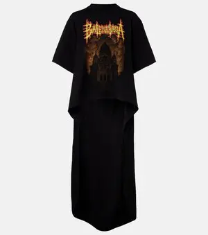 Balenciaga Printed Cotton T-shirt - Black