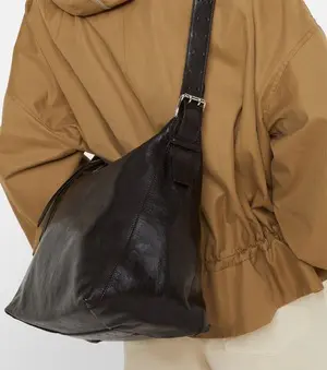 LEMAIRE Small Belted Leather Shoulder Bag - Brown