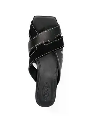 TOD'S Calf Leather Heeled Sandals - Black