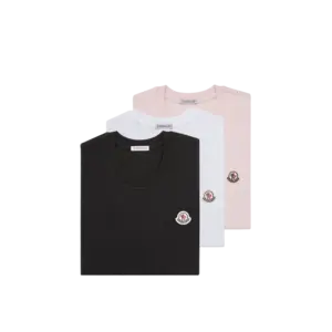 Moncler Logo Patch Cotton T-shirt Set - Multicolour