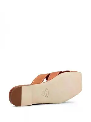 TOD'S Crossed Strap Flat Sandals - Orange