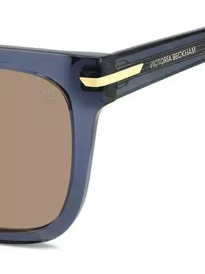 Victoria Beckham Square Frame Sunglasses With Gold Tone Detail - Blue