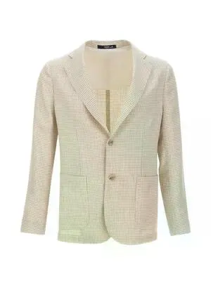 BARBA NAPOLI Easy J Mono Houndstooth Buttoned Blazer - Neutrals
