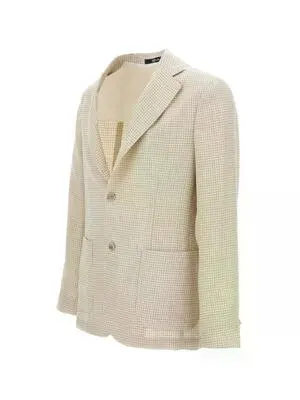 BARBA NAPOLI Easy J Mono Houndstooth Buttoned Blazer - Neutrals