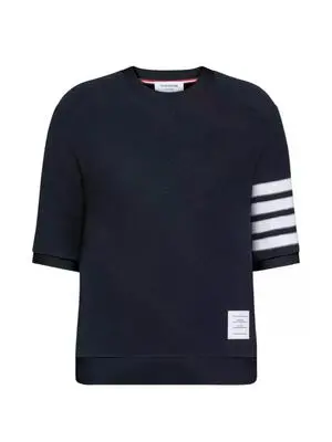 Thom Browne Crew Neck T-shirt With Striped Sleeves - Pink