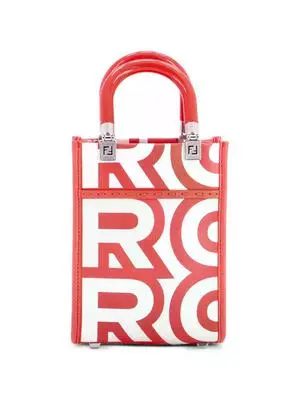 Fendi Sunshine Shopper Tote Printed Leather Mini Crossbody Bag