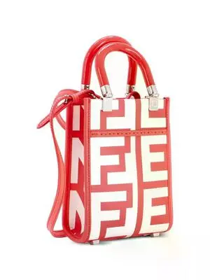 Fendi Sunshine Shopper Tote Printed Leather Mini Crossbody Bag